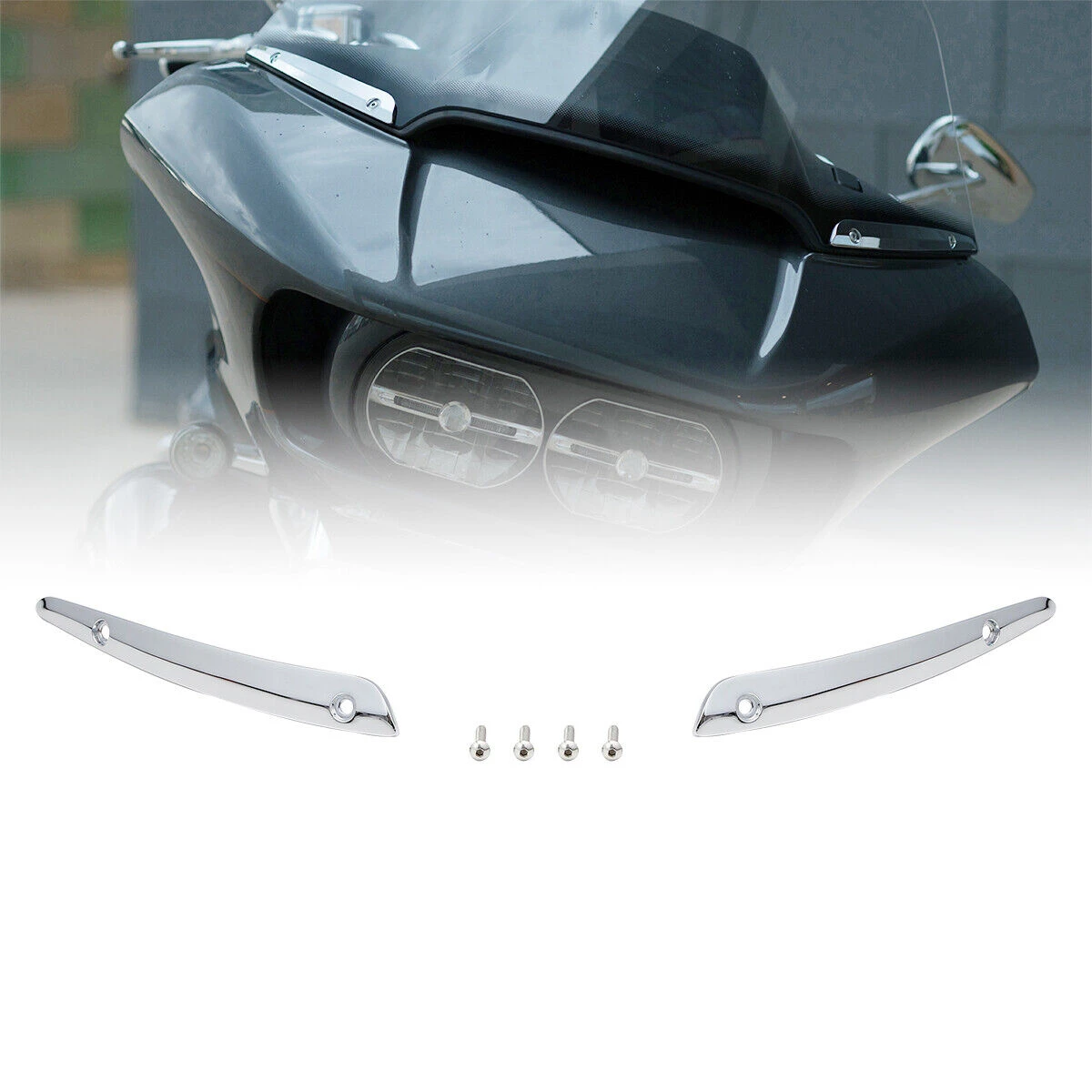 Motorcycle Chrome Split Windshield Side Trim For Harley Touring Road ...