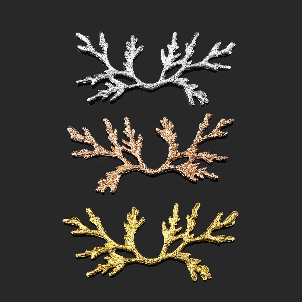 10pcs/lot 25x59mm Metal Pine Tree Branch Brass Filigree Flower Wrap ...