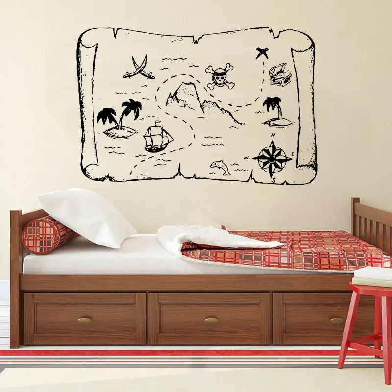 Treasure-Map-Wall-Decal-Cartoon-Pirates-Treasure-Island-Map-For-Kids ...
