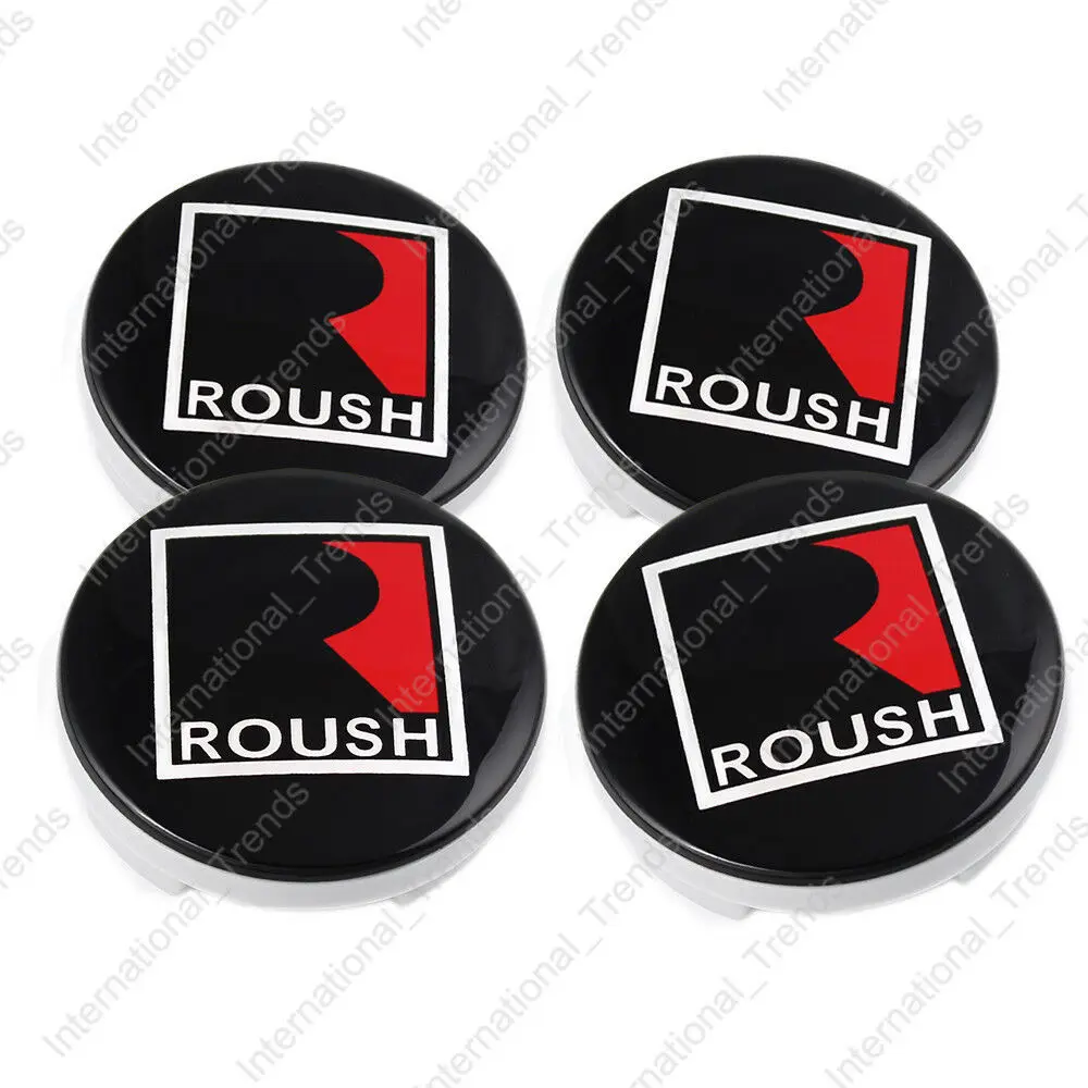 4x-55mm-New-ROUSH-Black-Wheel-Cover-Hub-Center-Cap-Emblem-for-2015-2017 ...