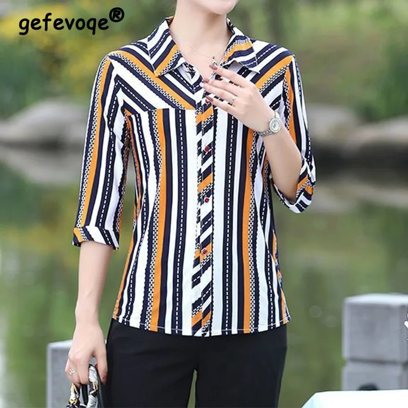 Camisa informal de oficina para mujer, Rebeca holgada de media manga ...