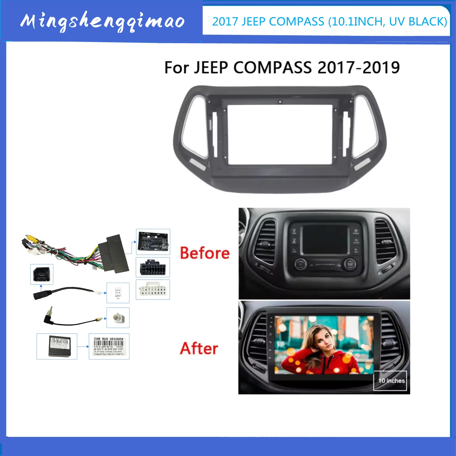 2-Din-10-1-Inch-Car-Radio-Plastic-Fascia-Panel-Frame-for-JEEP-Compass ...