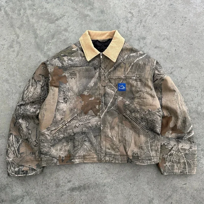 Y2K vintage camouflage men jacket American style street casualwear V ...