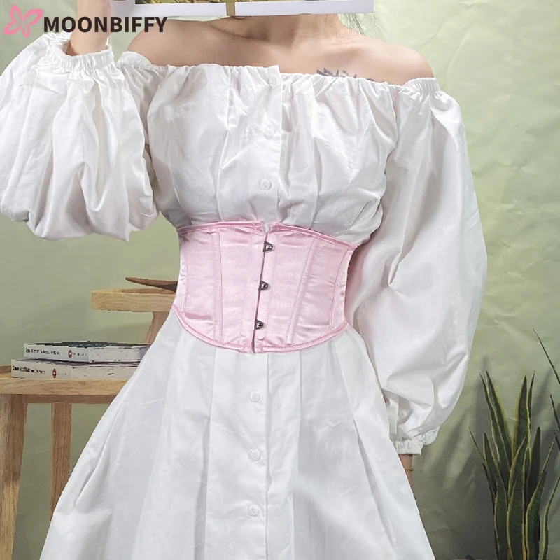 Short-Button-Satin-Underbust-Corset-Waist-Seal-Fish-Bone-Strap-Waist ...