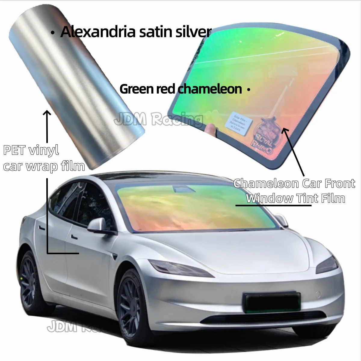 Green Chameleon Car Front Window Tint Film Alexandria satin silver car ...