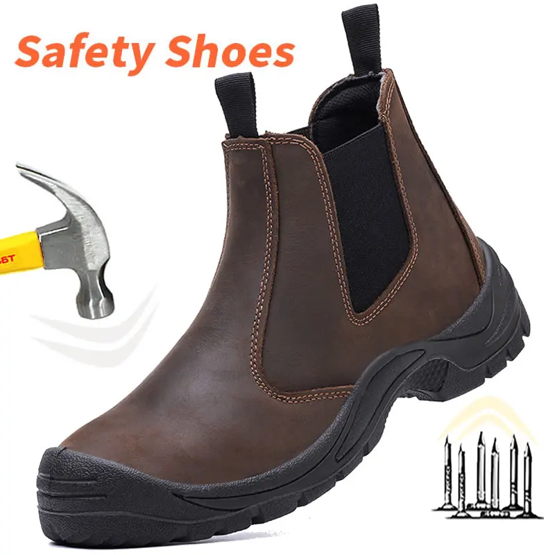 Safety-Boots-Work-for-men-without-lace-steel-toed-toes-Full-grain ...