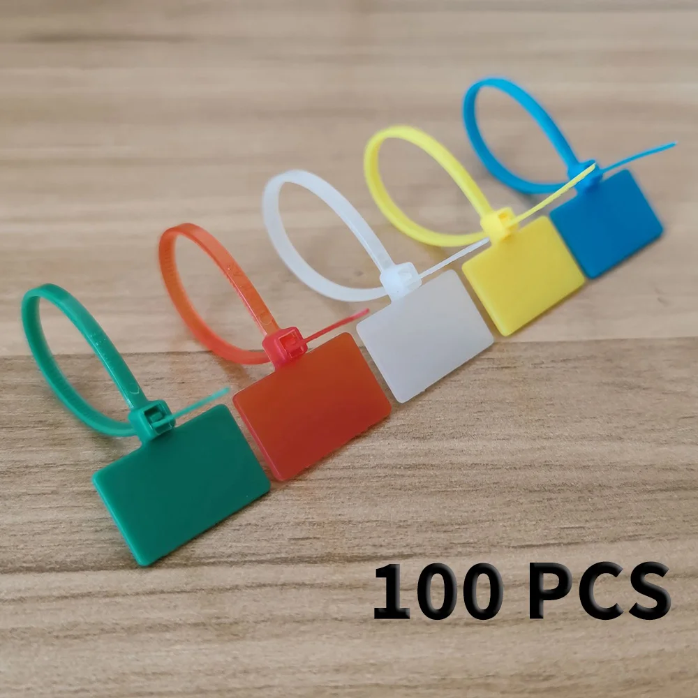 100pcs-Nylon-Cable-Ties-Tag-Labels-Plastic-4-150mm-3-100mm-4-200mm-Loop ...