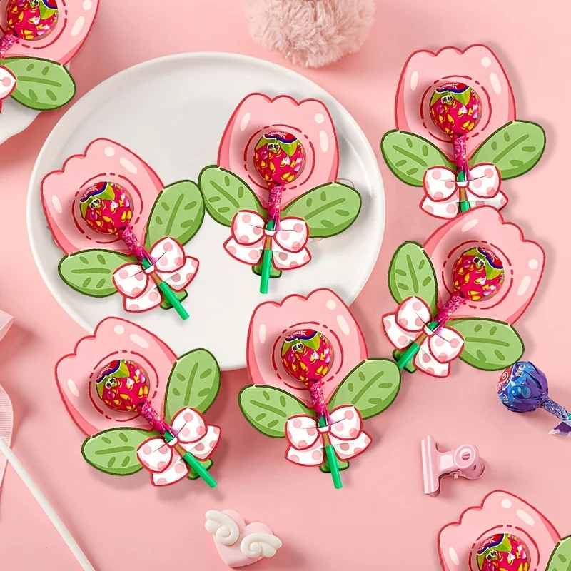 30pcs Cute Cartoon Flower Lollipop Decoration Cards Paper Inserts For ...