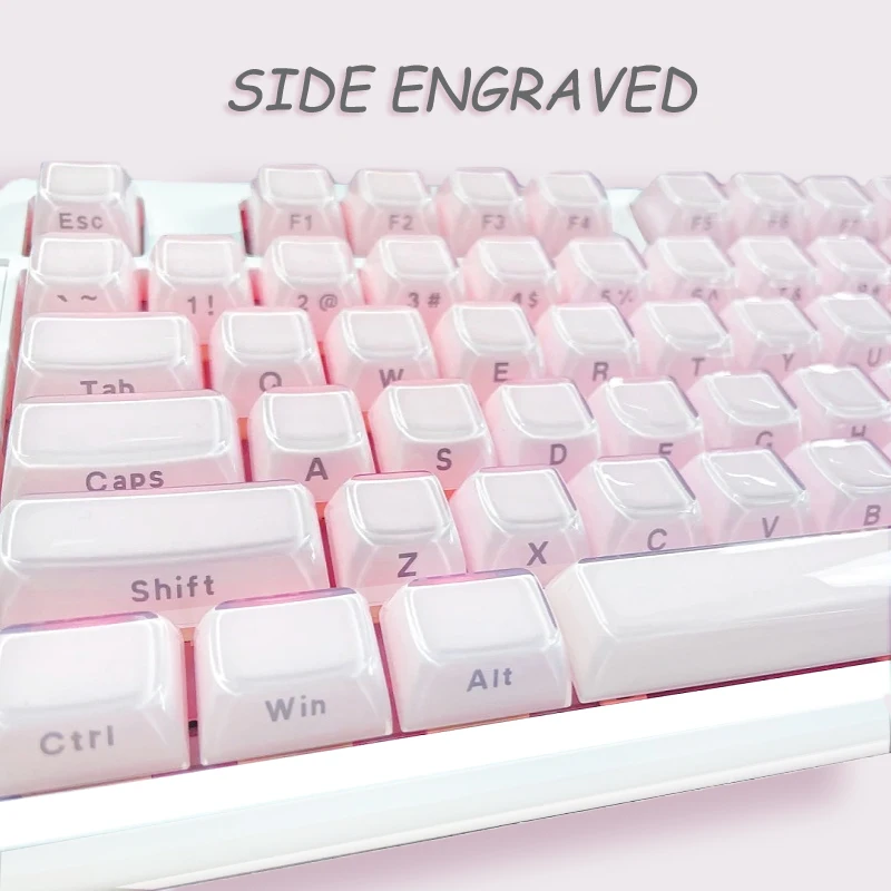 113Key-Jelly-Crystal-Keycaps-OEM-PC-Pink-Side-Engraved-Blue-White ...