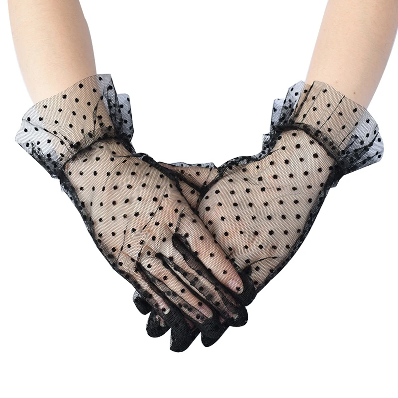 Gant - mitaine,Gants noirs sans doigts pour femmes,mitaines de danse sexy,gants en dentelle à ...