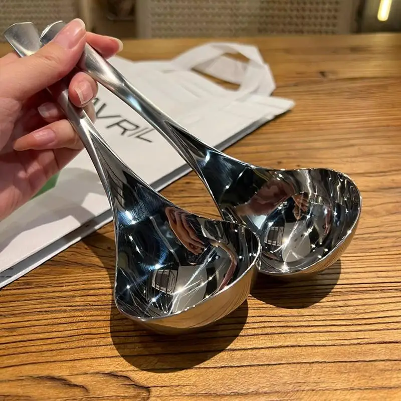 2/5Pcs Long Handle Stainless Steel Hot Pot Scoops Cooking Utensils Rice ...