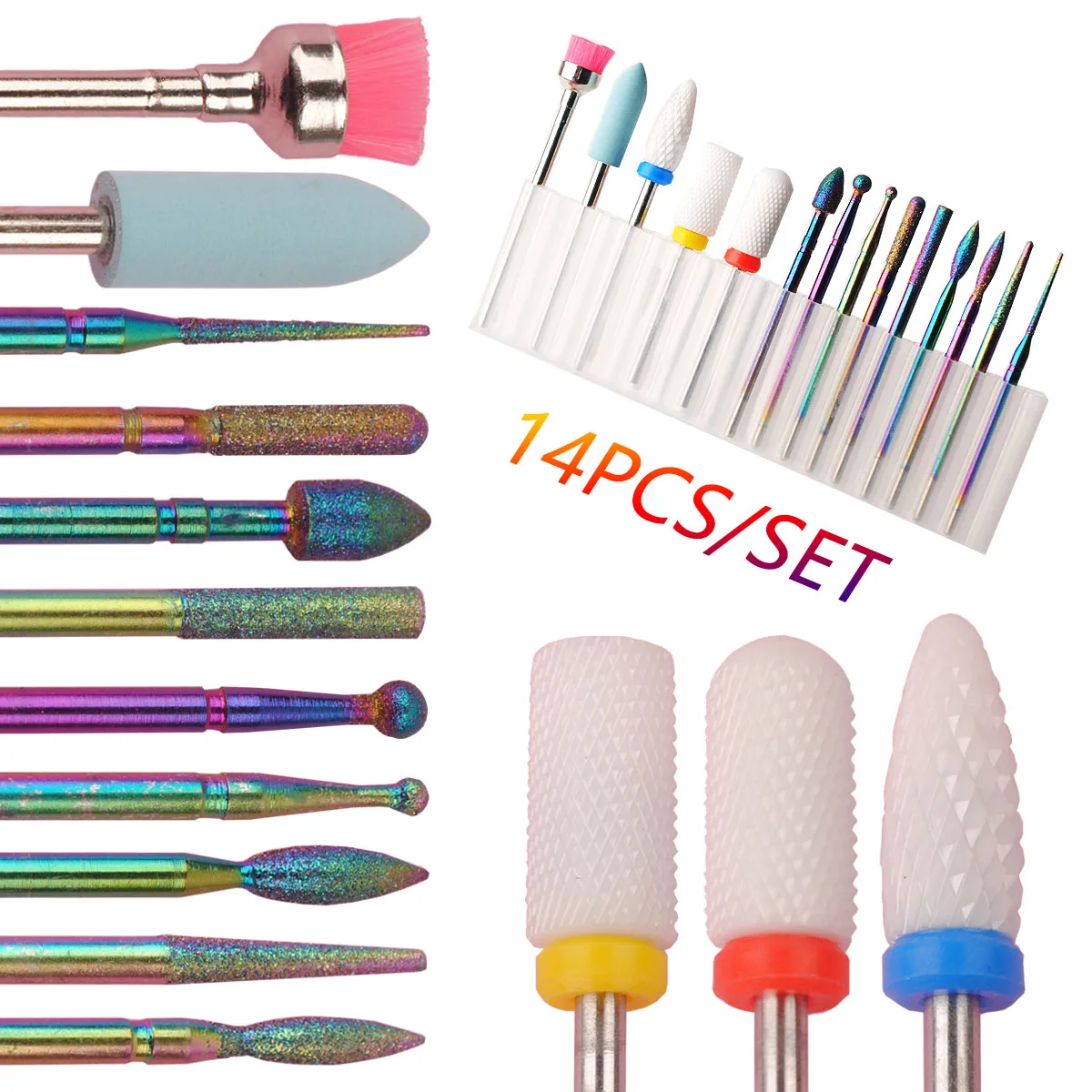 14-Pcs-box-Professional-Ceramic-Nail-Drill-Bit-Set-Electric-Manicure ...