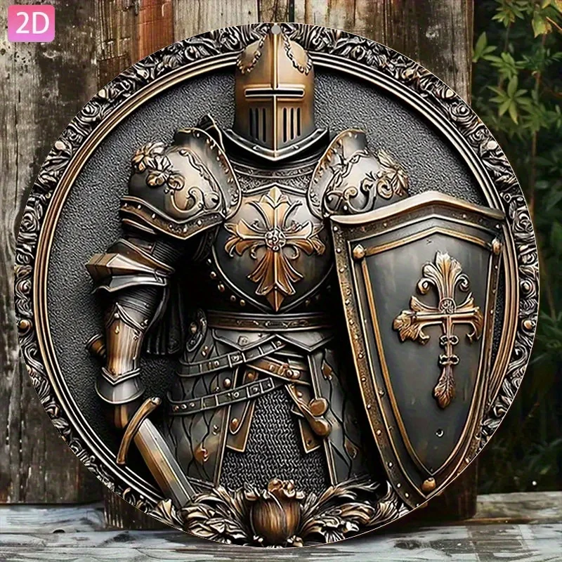 **Medieval Knight Aluminum Wall Art, 2D Flat Metal Sign Vintage Retro ...