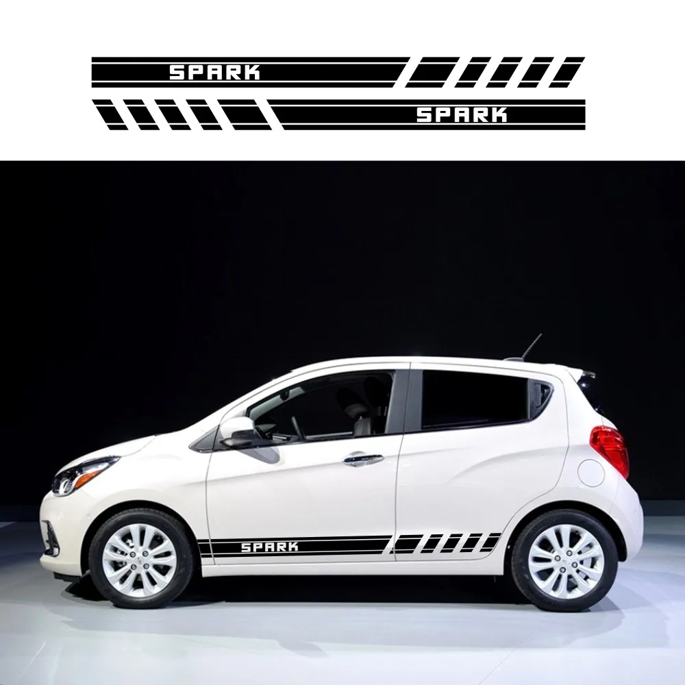 2PCS Fashion Sports Racing Stripe Car Sticker For Chevrolet Spark ...