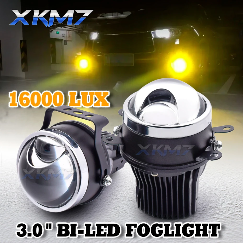 3.0 Inch Q3 Plus Hyperboloid Bi-led Fog Lights Lens Projector White/yellow Universal Matrix Led ...