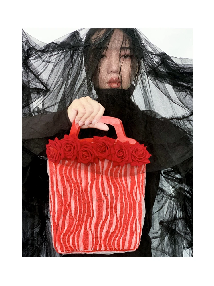 SUNNY BEACH Fashion Red Flower Luxury Tote Women Lady Bags Designer ...