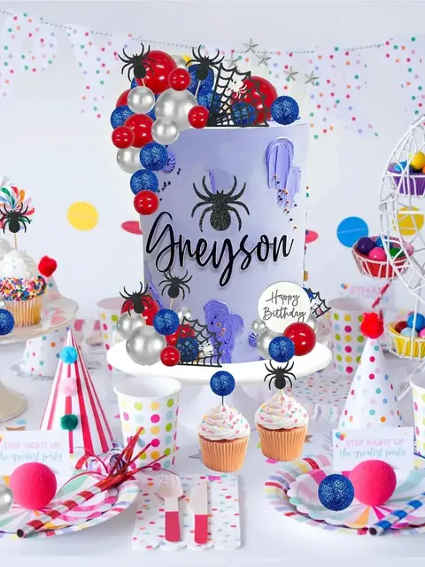 Monster Truck Birthday Decorations Spiderman Cake Toppers Cartoon ...