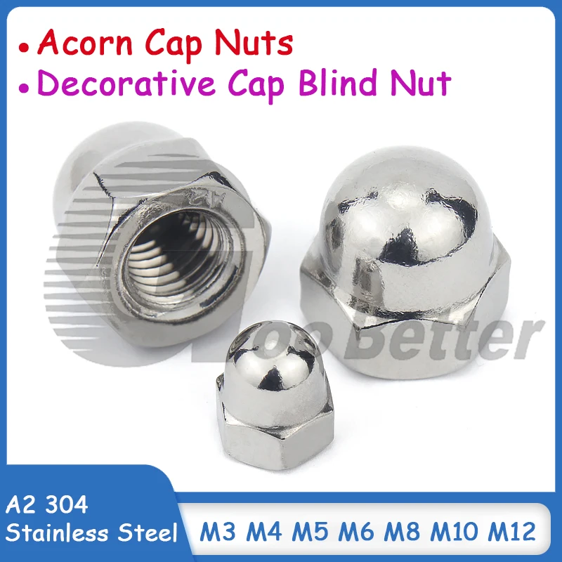 M3-M4-M5-M6-M8-M10-M12-Acorn-Cap-Nuts-A2-304-Stainless-Steel-Decorative ...