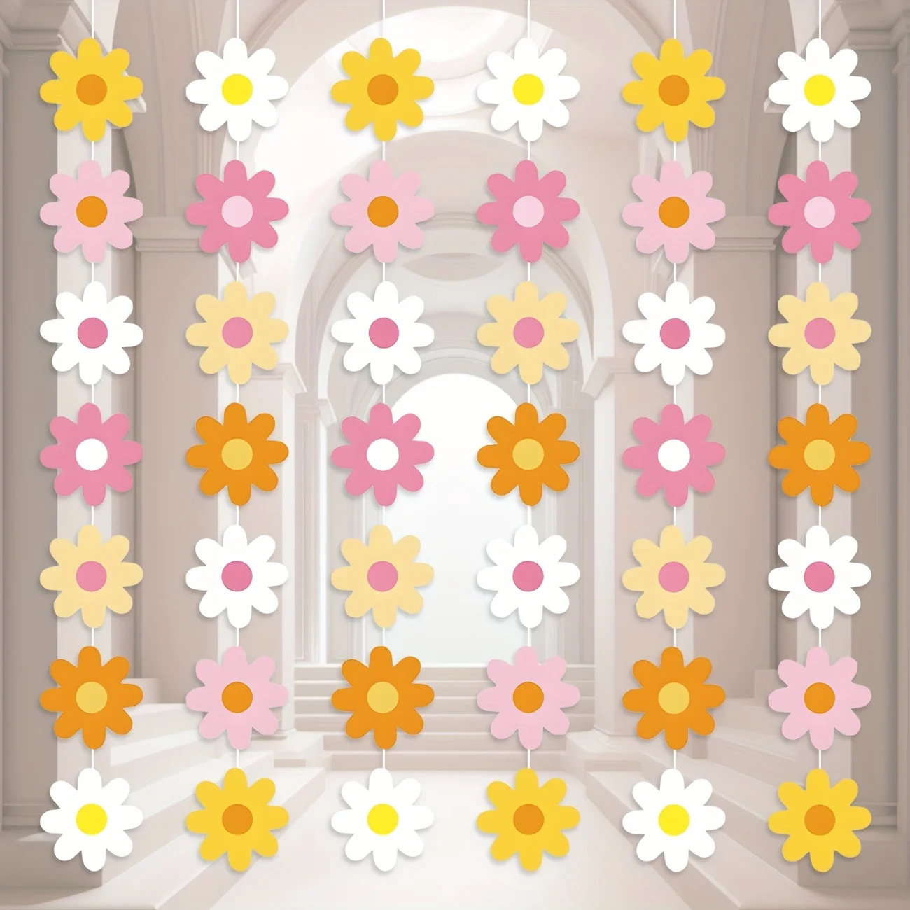 Daisy Boho Party Decorations Groovy Daisy Paper Garlands White Daisy ...