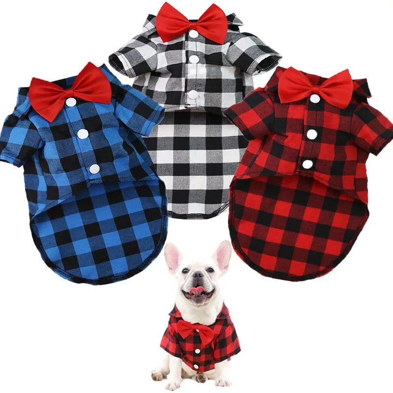 Ropa-para-perro-traje-de-camisa-a-cuadros-bata-de-corbata-abrigo-para ...