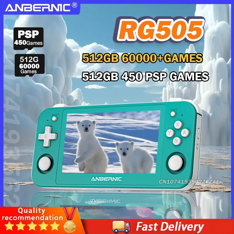 NEW-ANBERNIC-RG505-4-95-Inch-OLED-Touch-Screen-Handheld-Console-T618 ...