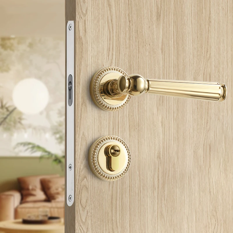 Gold-PVD-Lock-for-Indoor-Door-Zinc-Alloy-Lock-para-quarto-Cozinha ...