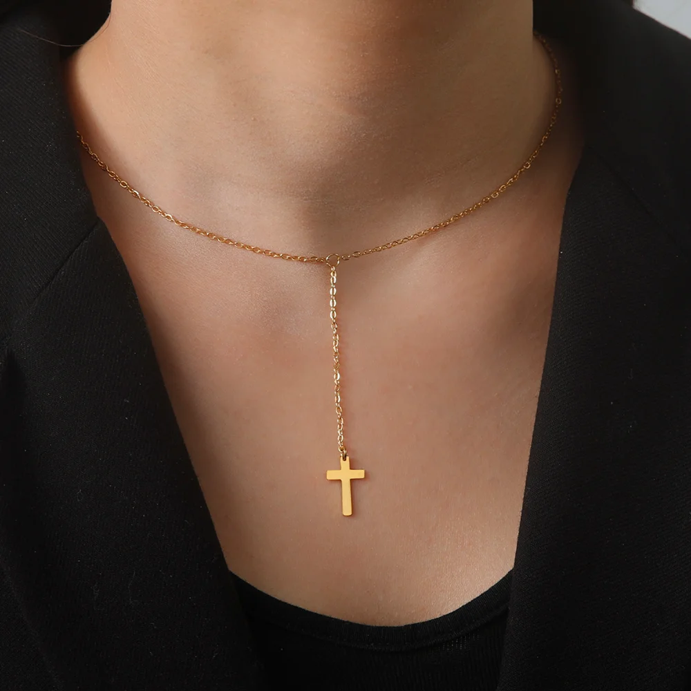 Cazador-Pendentif-croix-de-J-sus-en-or-pour-femme-colliers-de-la-pr ...