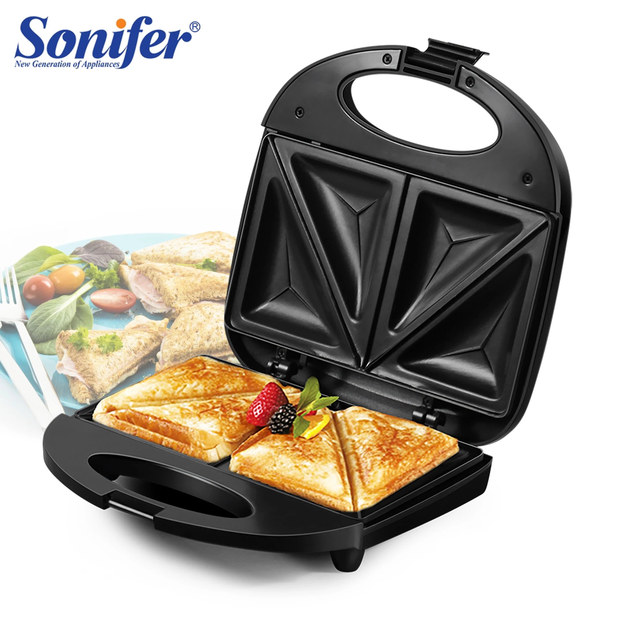 Electric-Triangle-Sandwich-Maker-Panini-750W-Cooking-Kitchen-Appliances ...