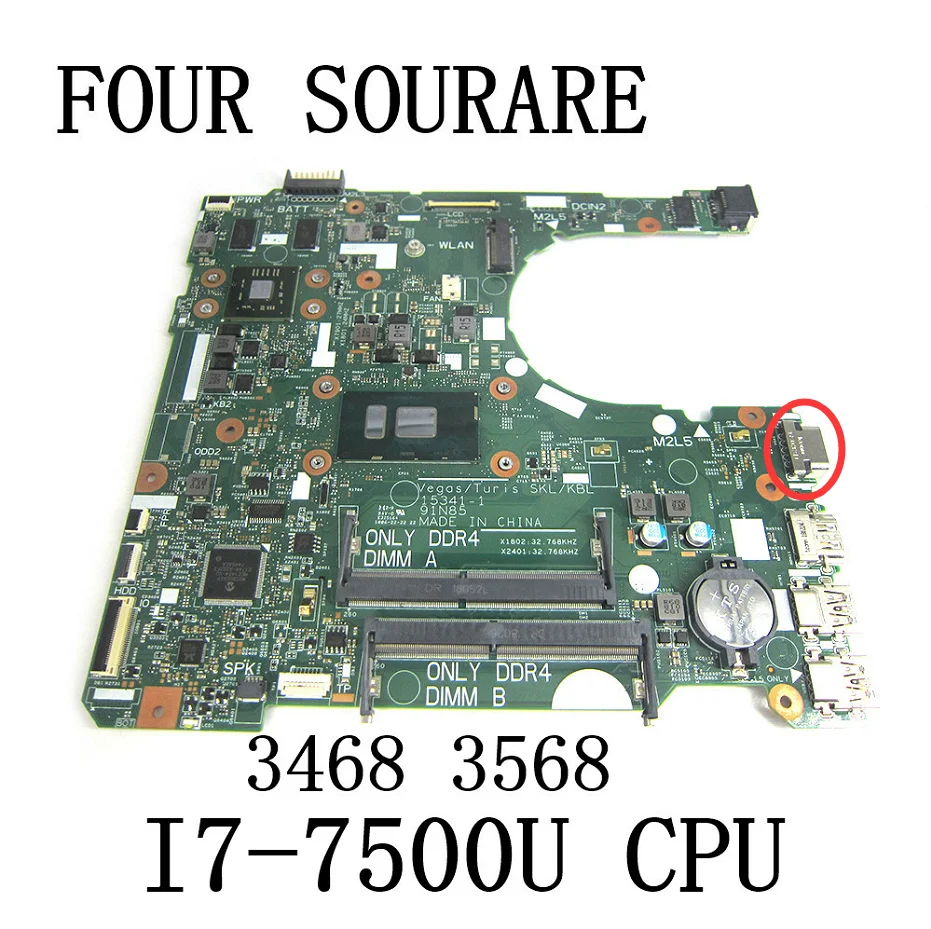 For Dell Vostro 3468 3568 Laptop Motherboard I7-7500U CPU 2GB R5 GPU ...