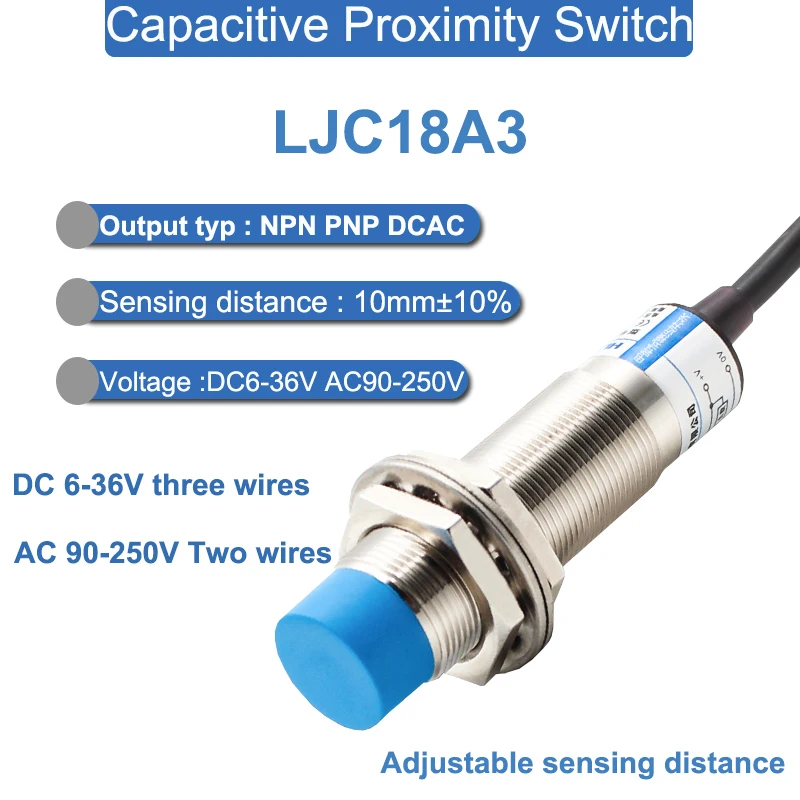 LJC18A3 DC 6-36V Three-wire NPN PNP NO NC 10mm Sensing Distance ...