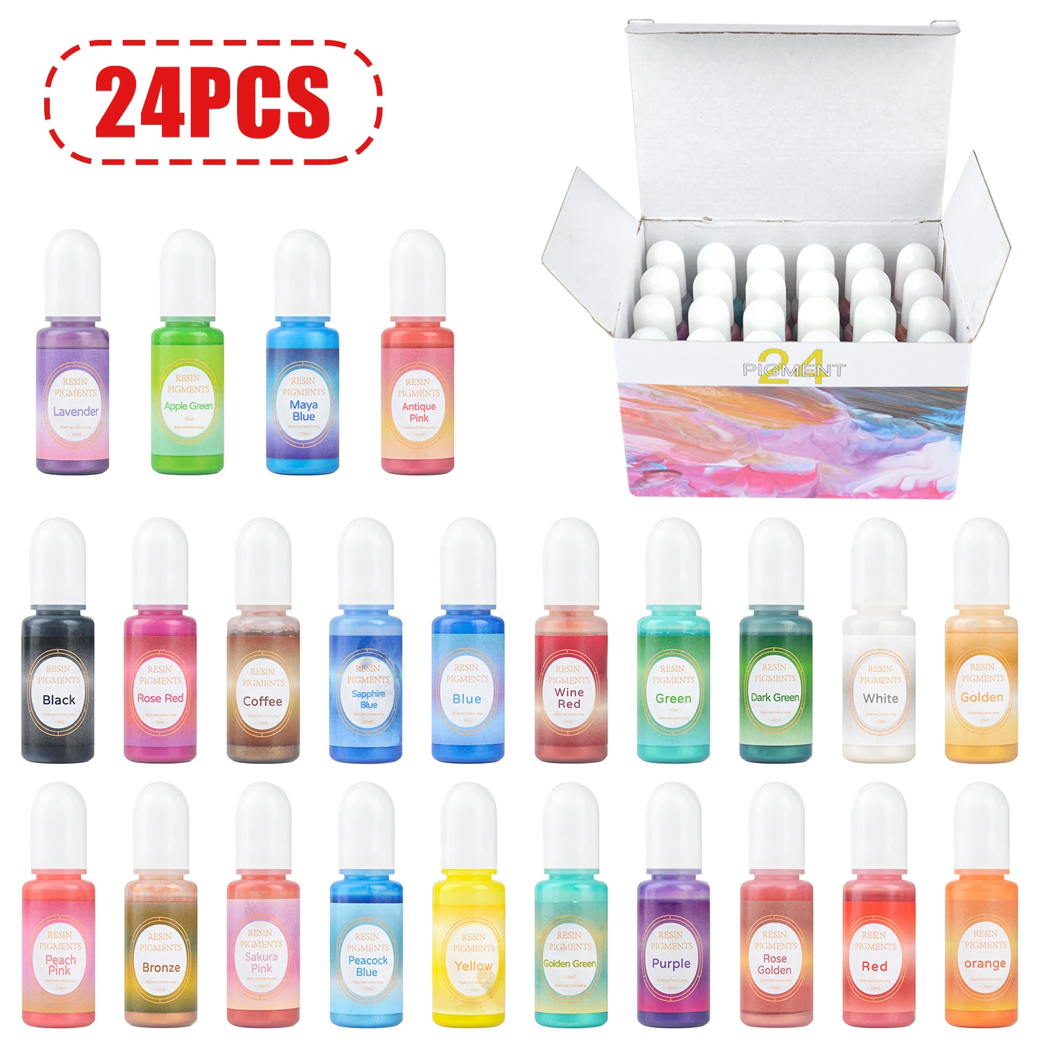 24 Colors/Set Resin Pigment Epoxy Resin Pigments Liquid Colorant Dye ...
