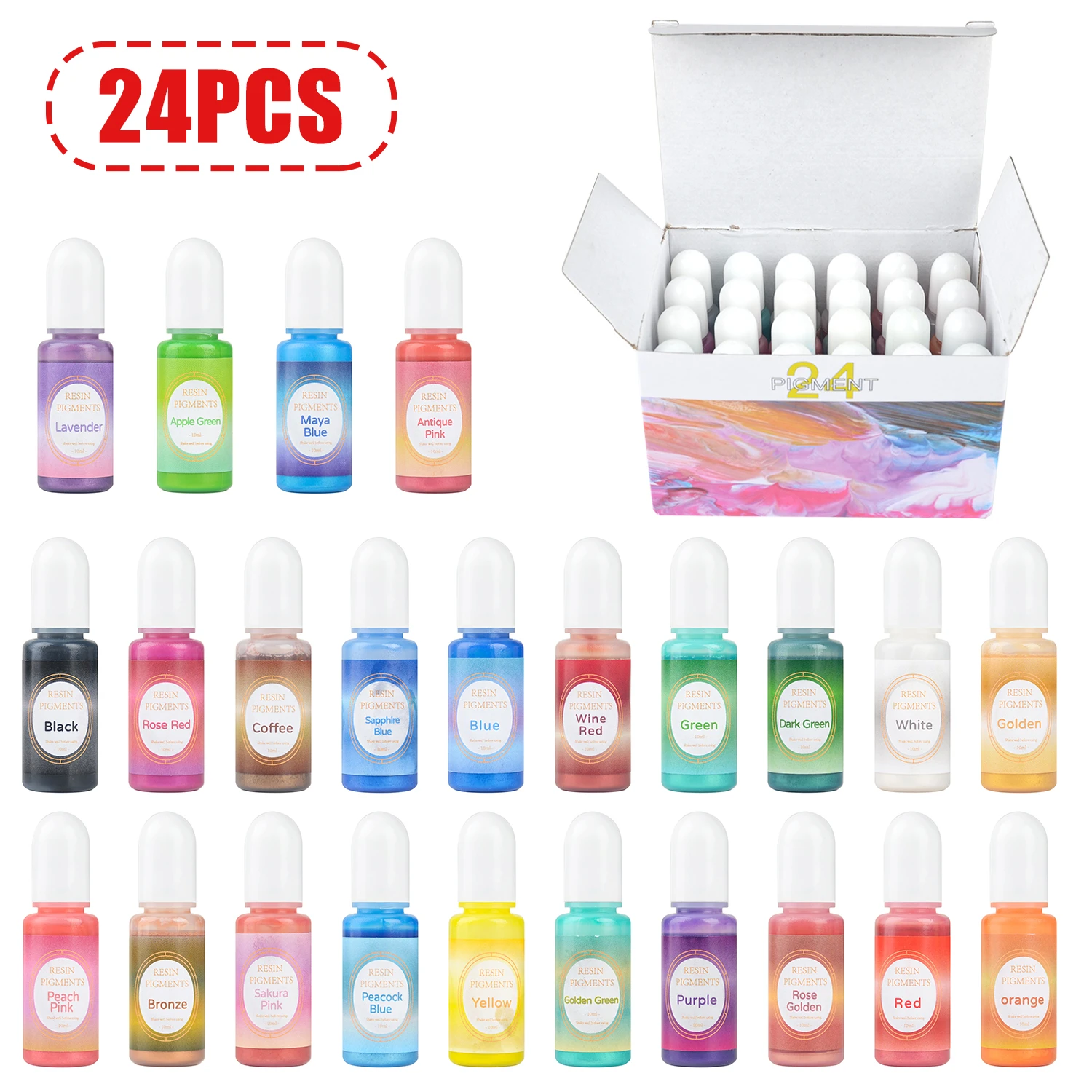 24 Colors/Set Resin Pigment Epoxy Resin Pigments Liquid Colorant Dye ...
