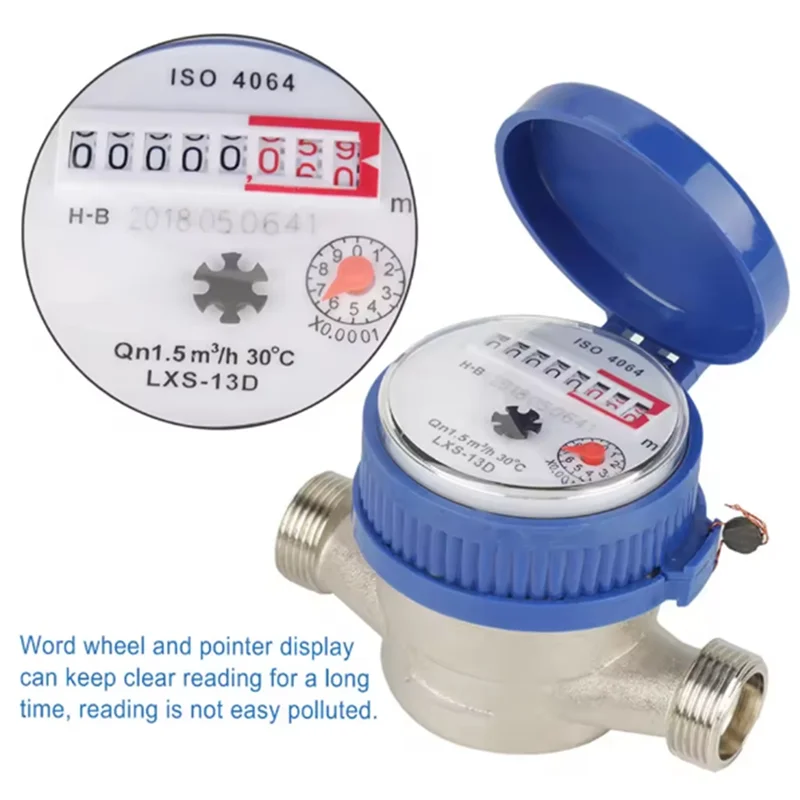 A26F-Home Water Meter 15Mm 1/2 Inch Cold Water Meter With Fittings 15Mm ...
