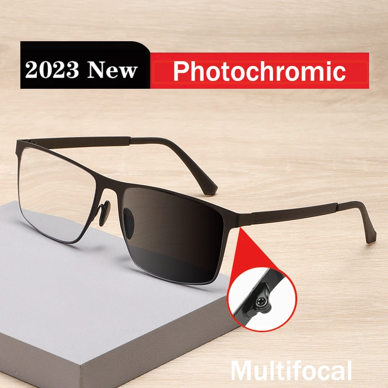 Smart zoom Photochromic Multifocal Reading Glasses Men Full frame ...