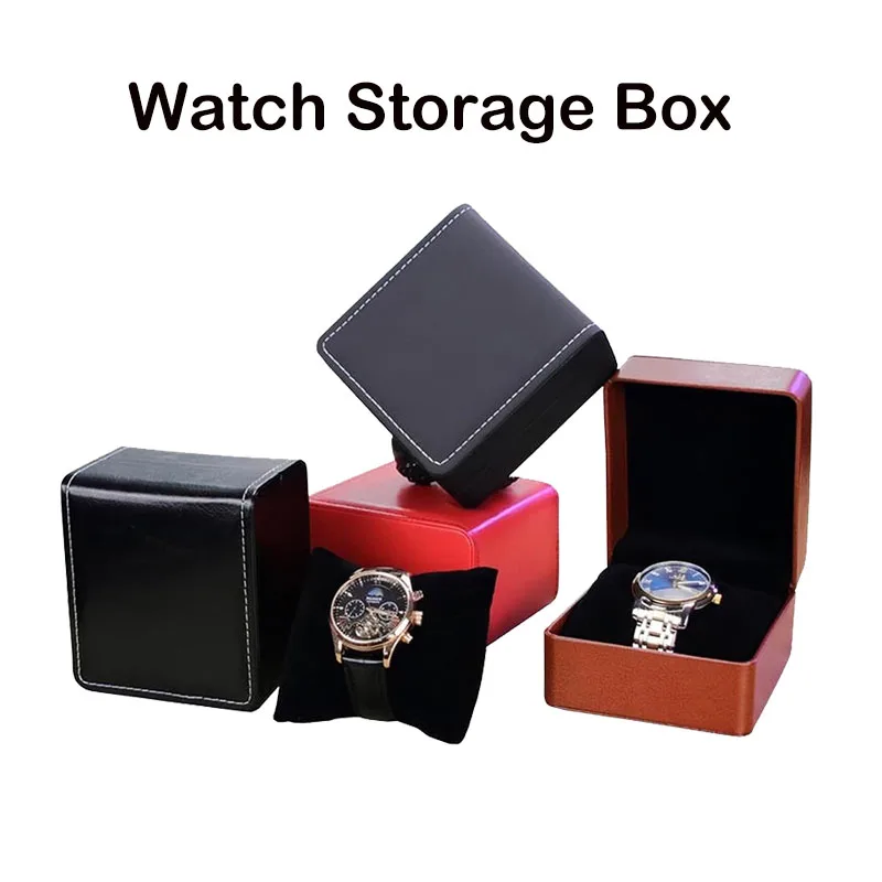 Black Single Watch Gift Box with Pillow PU Leather Wristwatch Display ...