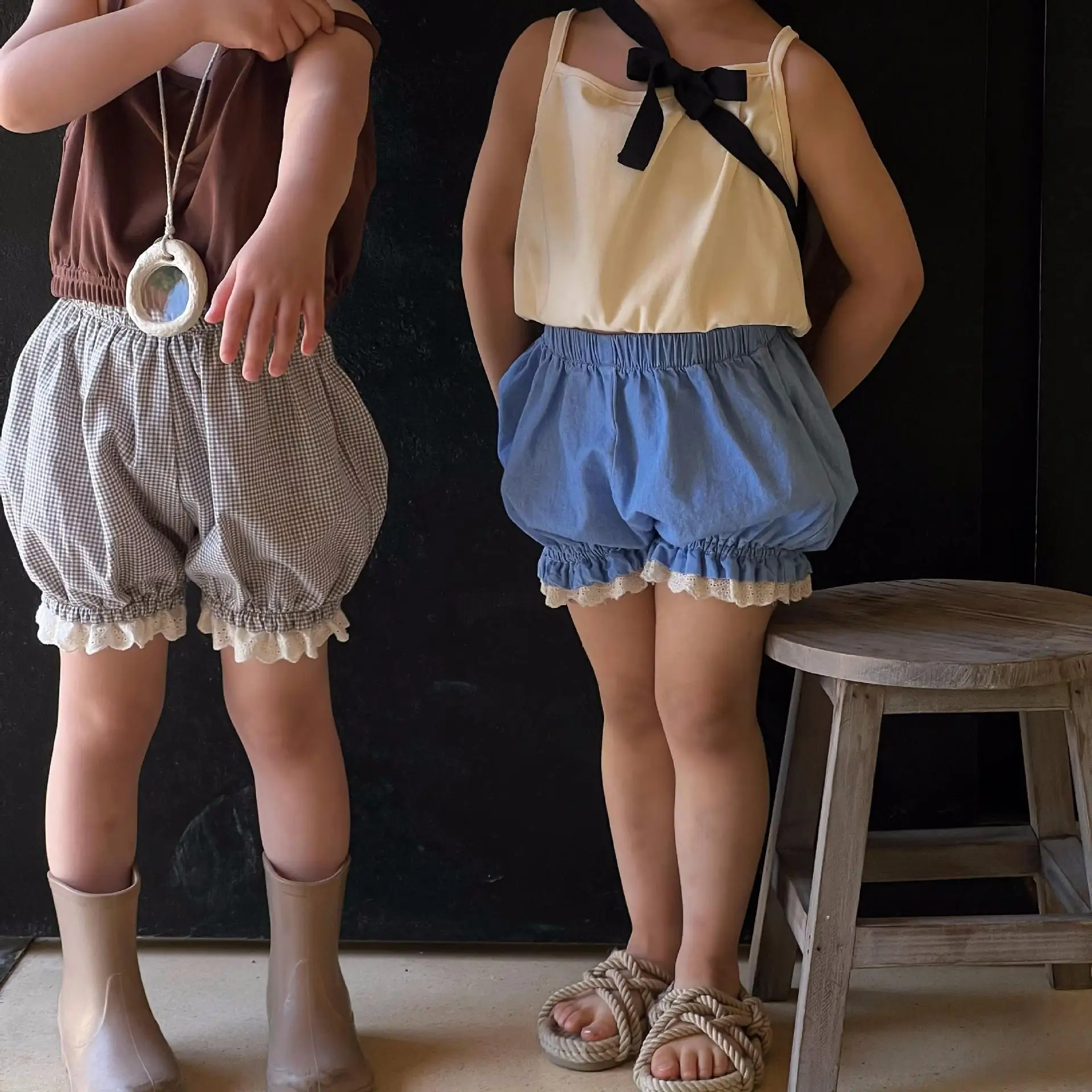 6612B-Korean-Children-s-Shorts-2023-Summer-New-Girls-Pants-Lace-Cute ...