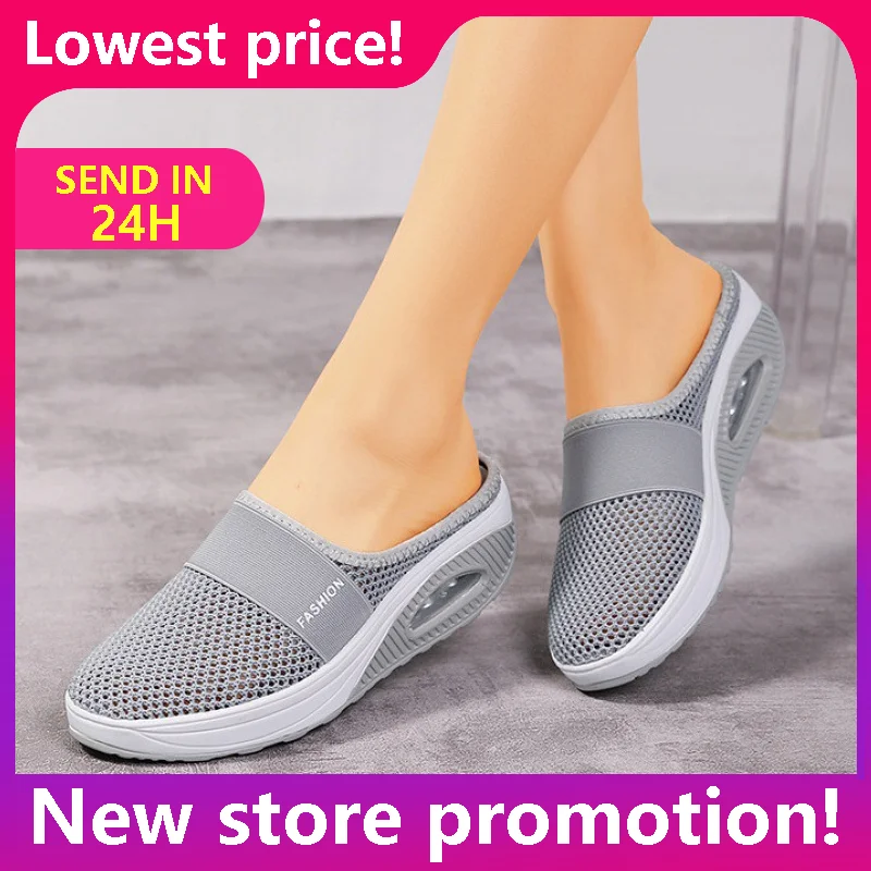 Women Walking Shoes Air Cushion Slip-On Orthopedic Diabetic Ladies ...