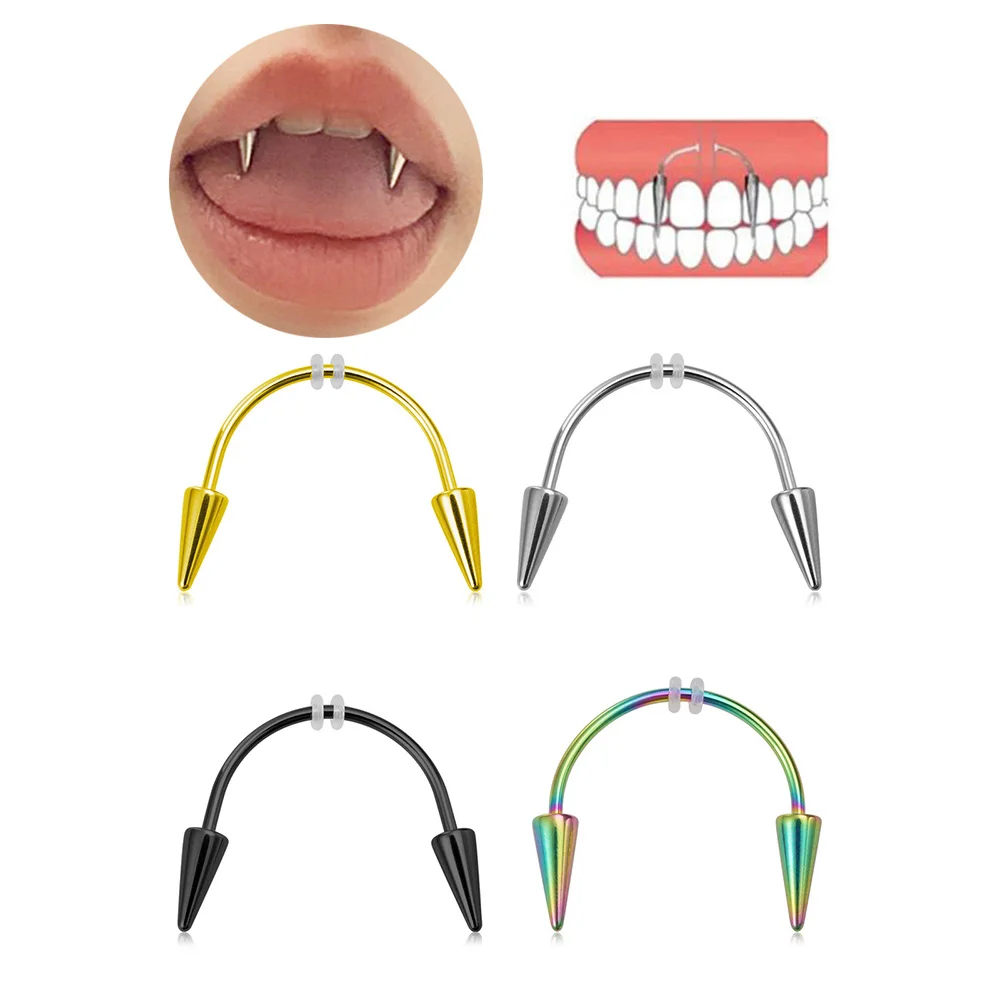 Piercing-corporal-de-acero-inoxidable-con-Diente-de-Tigre-y-vampiro-Dr ...