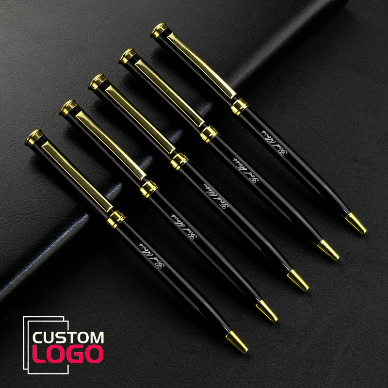 Personalized-LOGO-Carving-Name-Gold-Metal-Ballpoint-Pen-Custom-Goodies ...