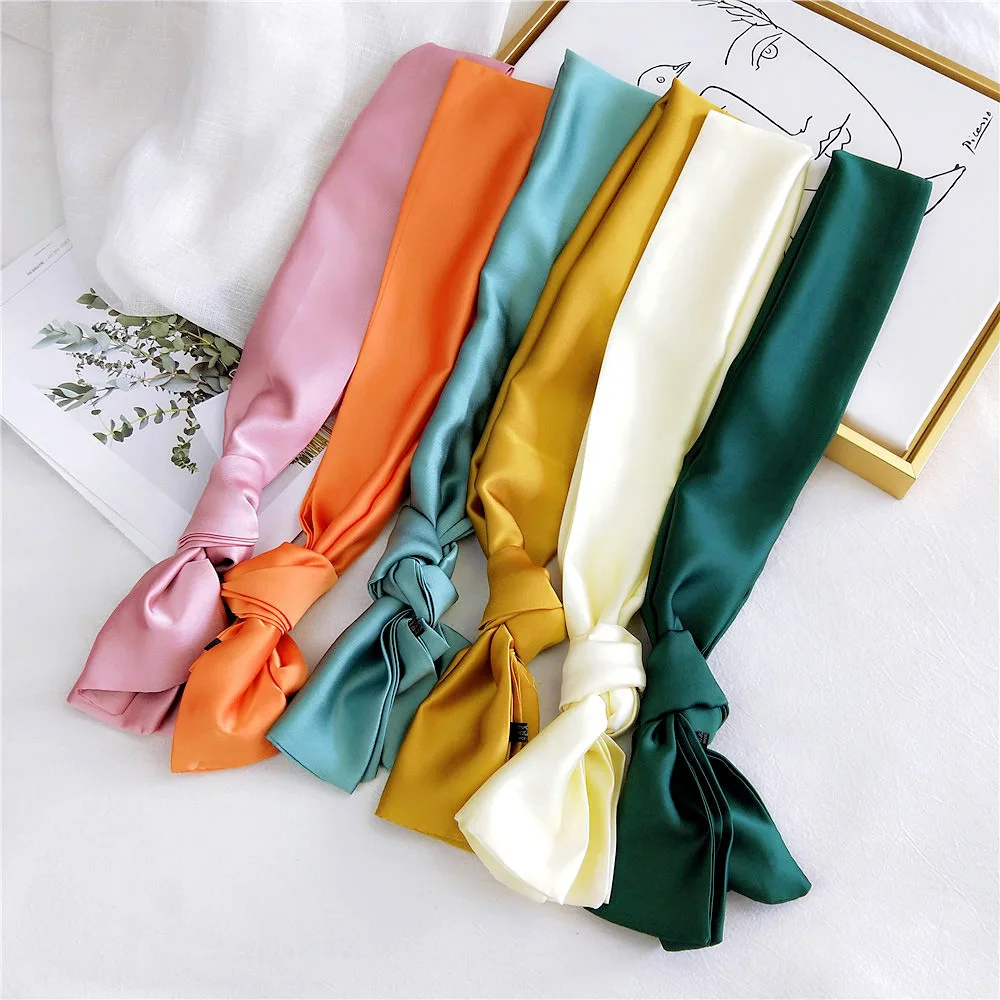 Solid-Color-Neckerchief-Long-Hair-Scarves-Female-Silk-Satin-Neck-Scarf ...