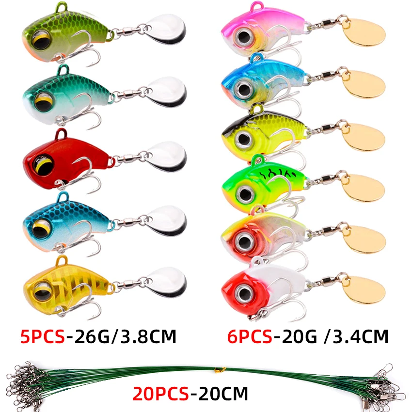 11-Pcs-Rotating-Metal-VIB-vibration-Bait-Spinner-Spoon-Fishing-Lures-5 ...