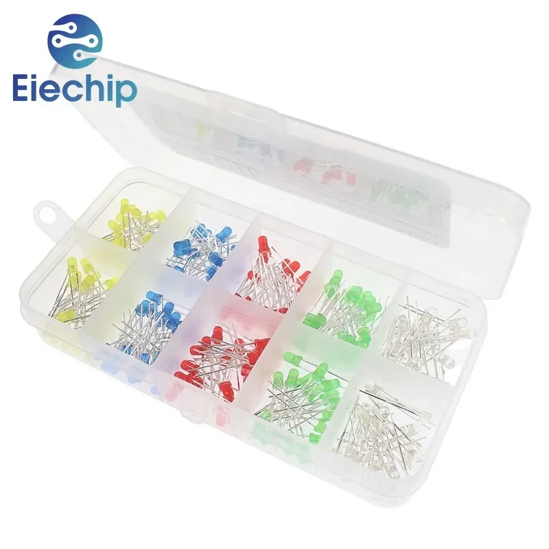 200PCS-box-3mm-5mm-LED-Diode-Kit-White-Green-Red-Blue-Yellow-F3-F5 ...