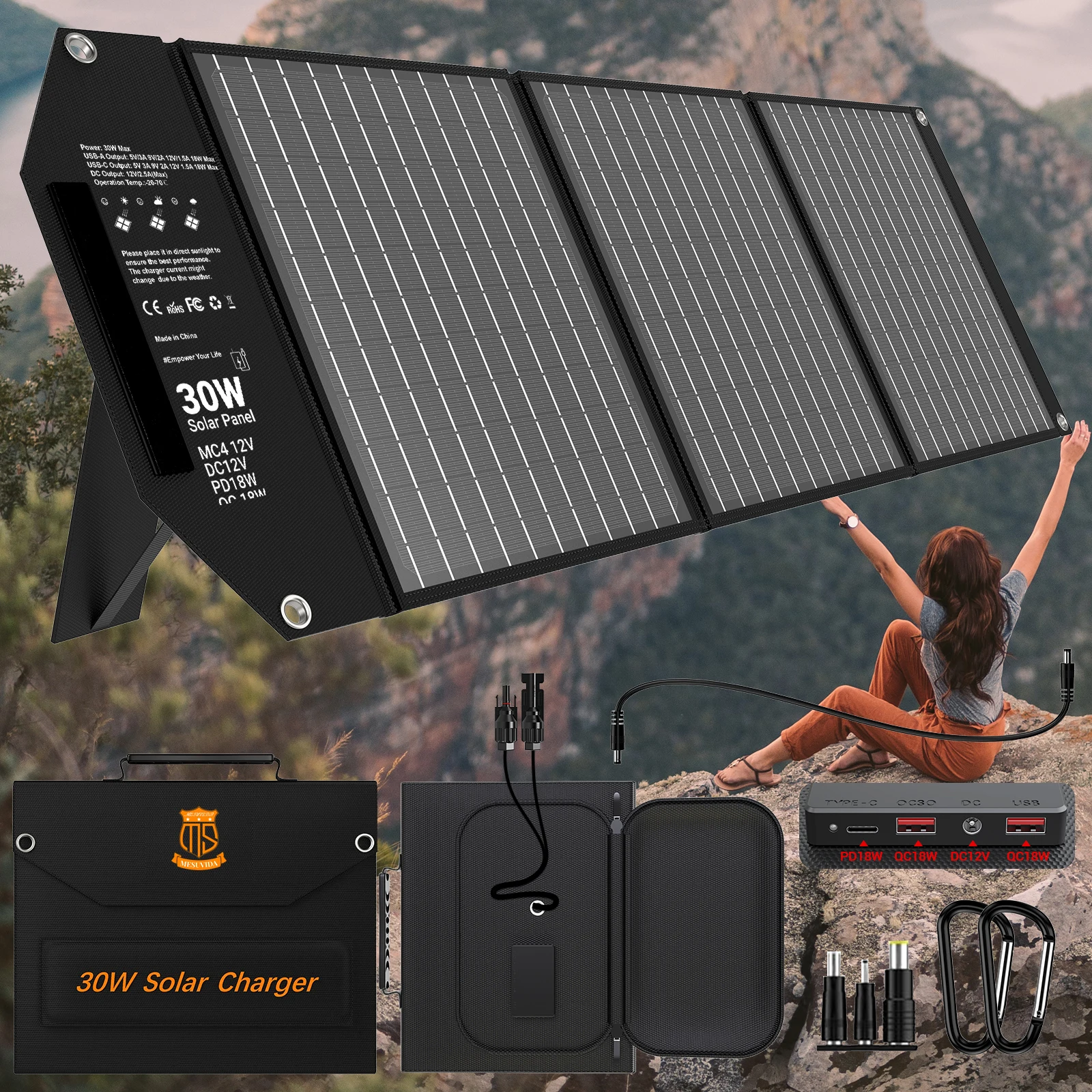 30W-Travel-Ready-Solar-Charger-Portable-Foldable-Solar-Panel-with-18V ...