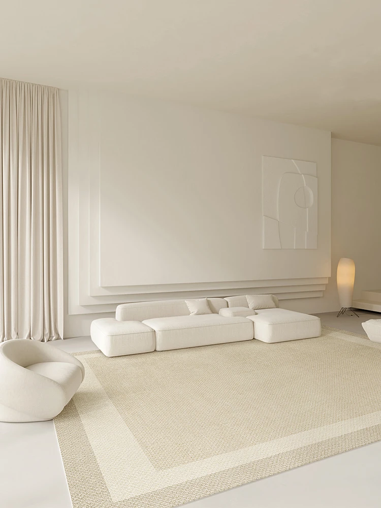 Beige Minimalist Geometric Carpet Large Area Luxury Living Room ...