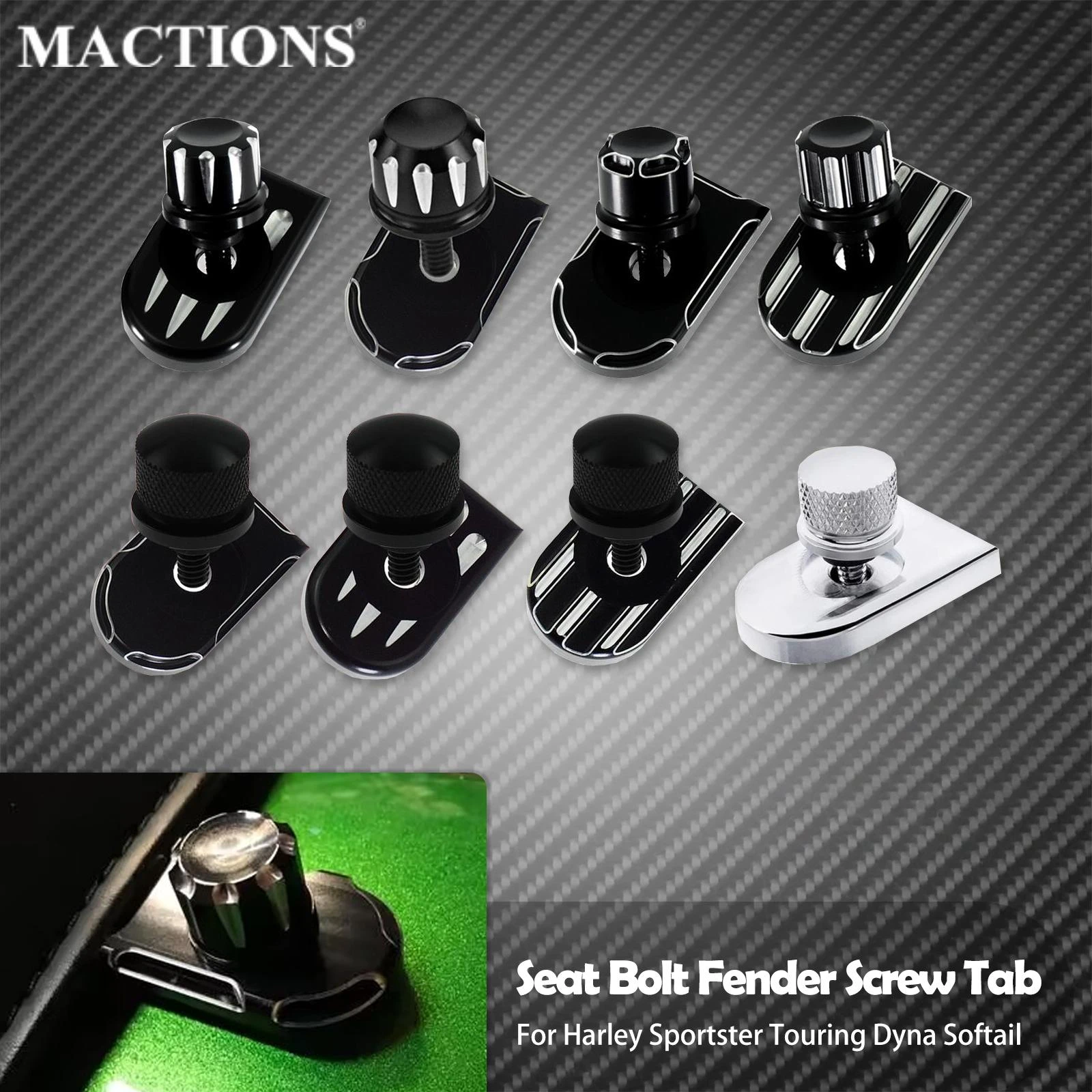 Universal Motorcycle Rear Fender Seat Bolt Screw Nut Tab Kit Mount Knob ...