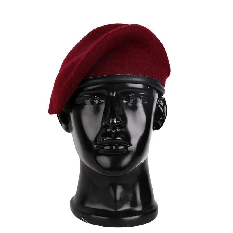 Outdoor-Military-Black-Wool-Special-Forces-Beret-Red-Airborne-Beret ...
