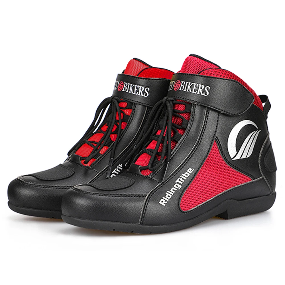 Red Motorcycle Boots Men Road Street Casual Shoes Motorbike Riding ...