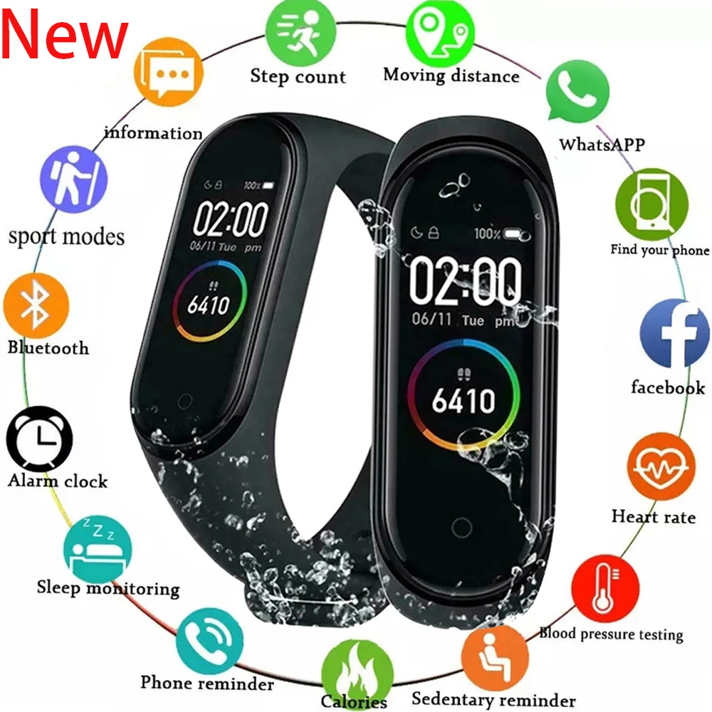 M4-Smartwatch-men-women-sport-fitness-tracking-clock-blood-pressure ...