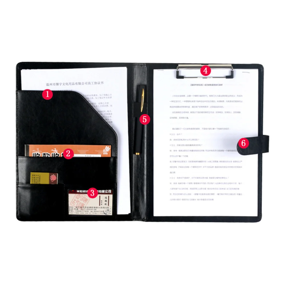A4-Leather-Business-Folder-Clipboard-Conference-Folders-Document-Filing ...