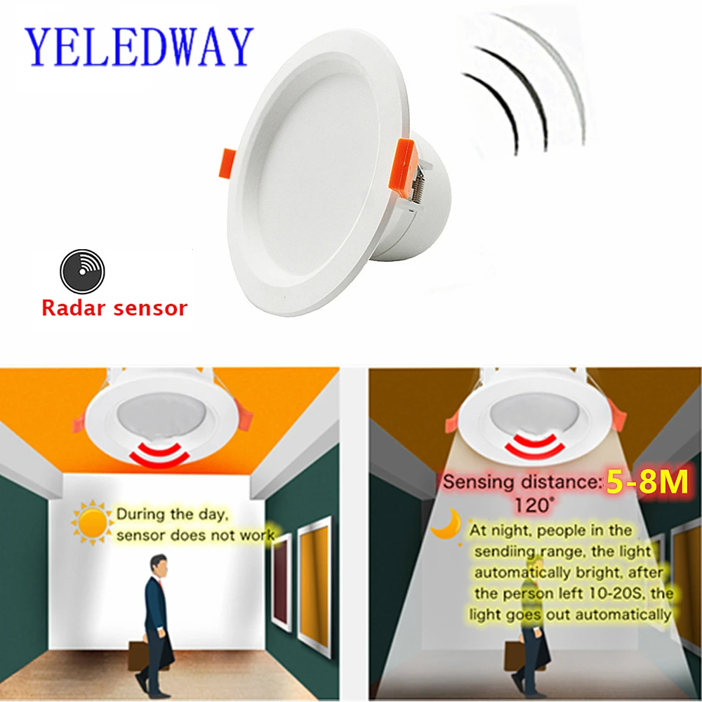 Radar-Sensor-Spotlight-LED-Downlight-5W-7W-9W-Smart-Home-Recessed ...